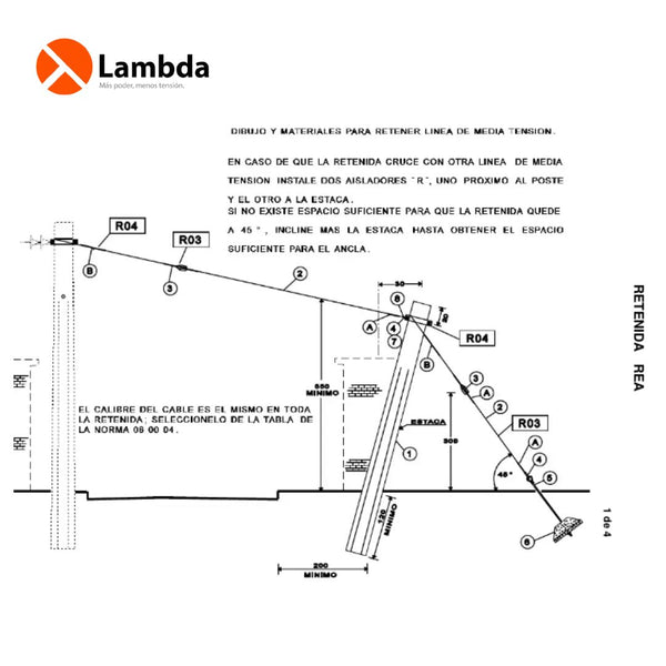 Retenida REA (13 y 23 KV) Estaca y ancla | Lambda Shop