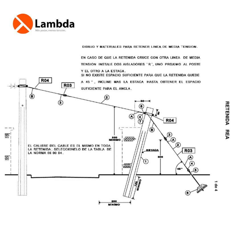 Retenida REA (13 y 23 KV) Estaca y ancla | Lambda Shop